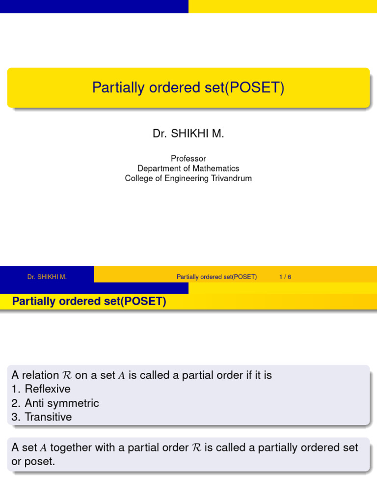 CS S3 Partially Ordered Sets | PDF