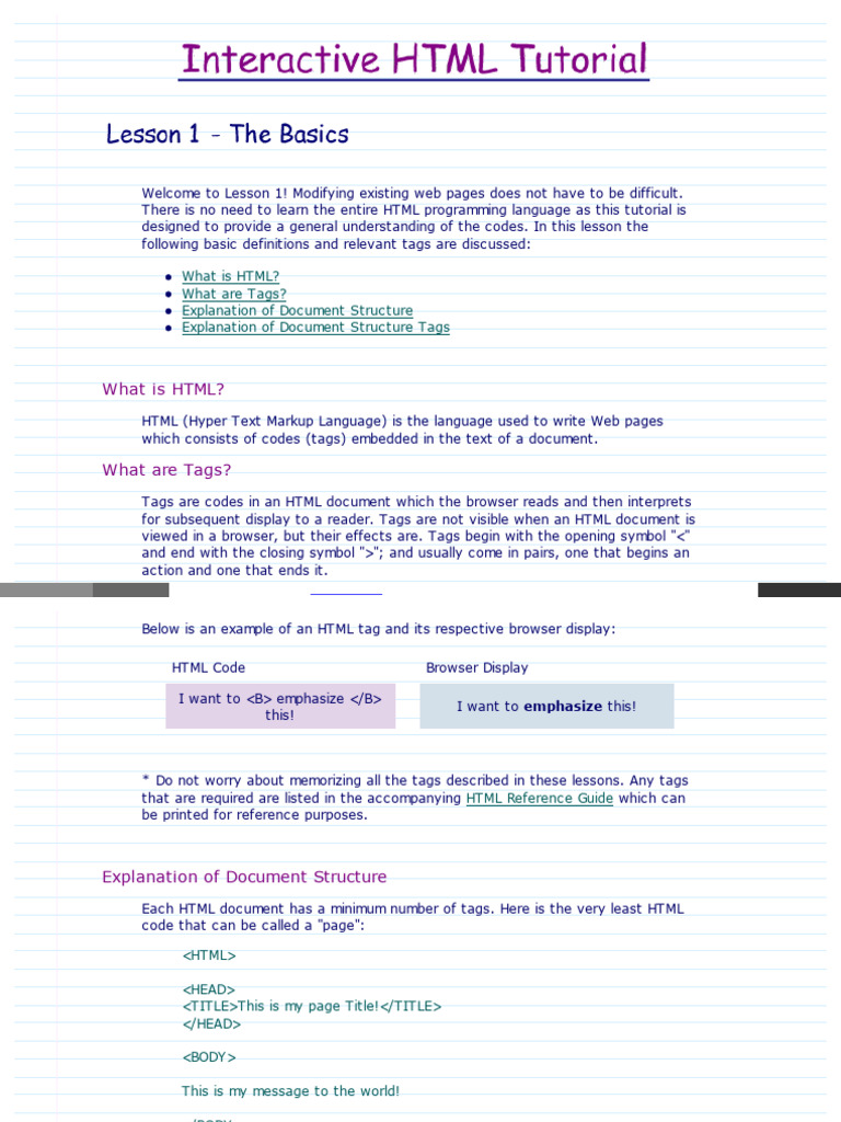 Lesson1 HTM | PDF | Html | World Wide Web