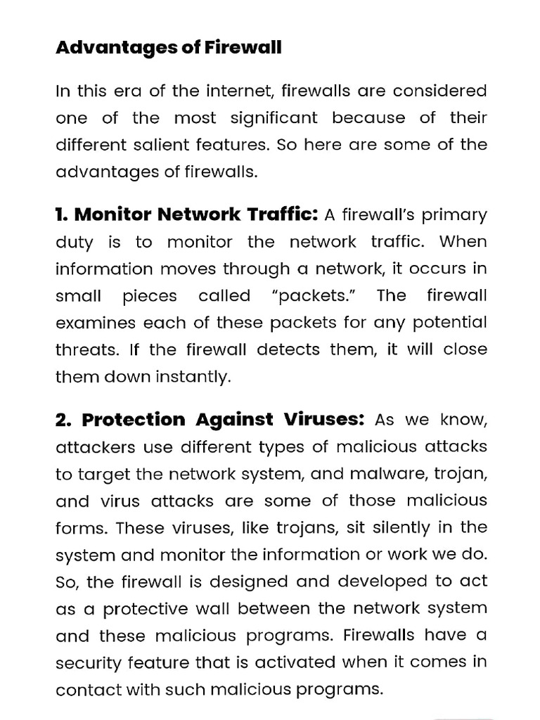 Advantage and Disadvantages of Firewall Module 5 | PDF