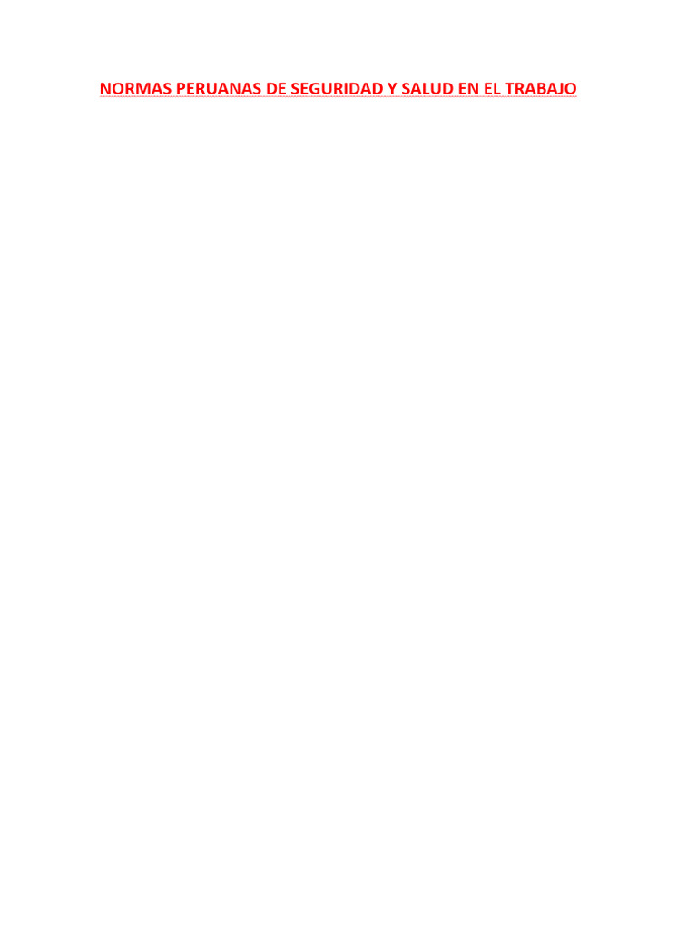 Normas de Seguridad y Salud en El Trabajo Resumido | PDF | Finanzas y ...