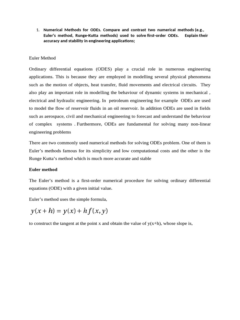 Numerical Methods. Midterm II | PDF | Ordinary Differential Equation | Fluid Dynamics