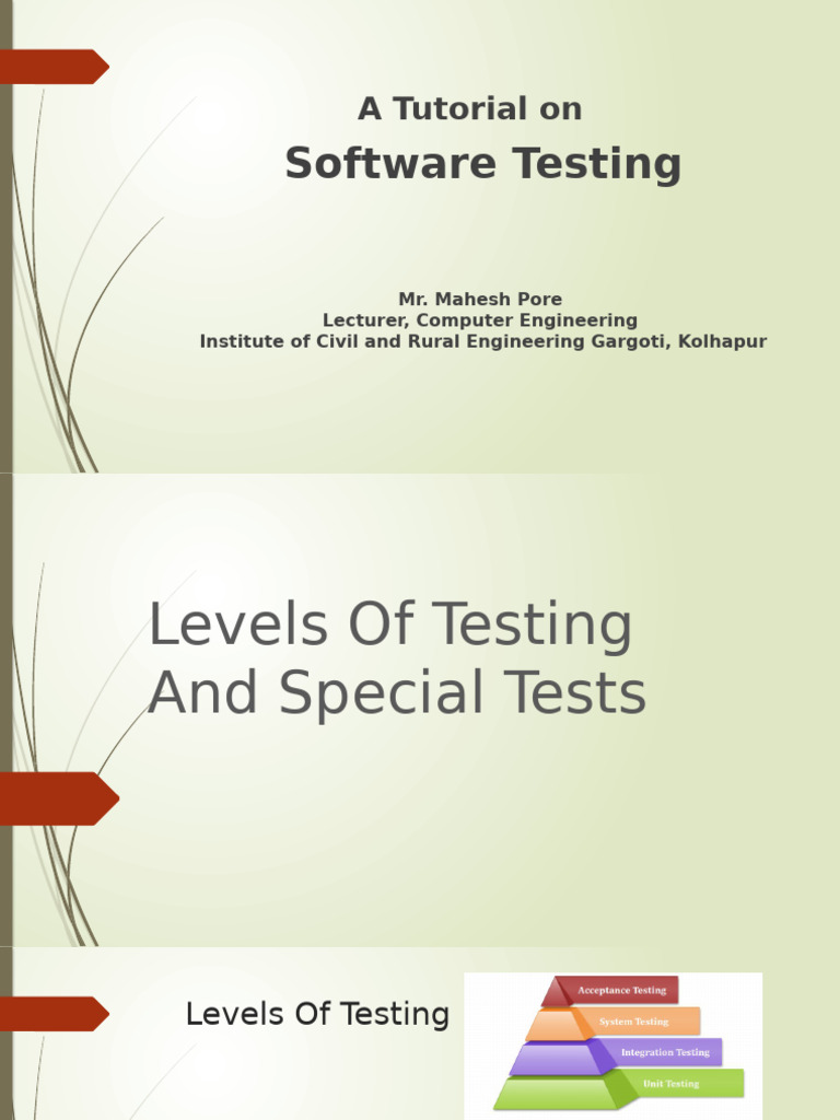Unit 2-Levels-Of-Testing-And-Special-Tests | PDF | Software Testing ...