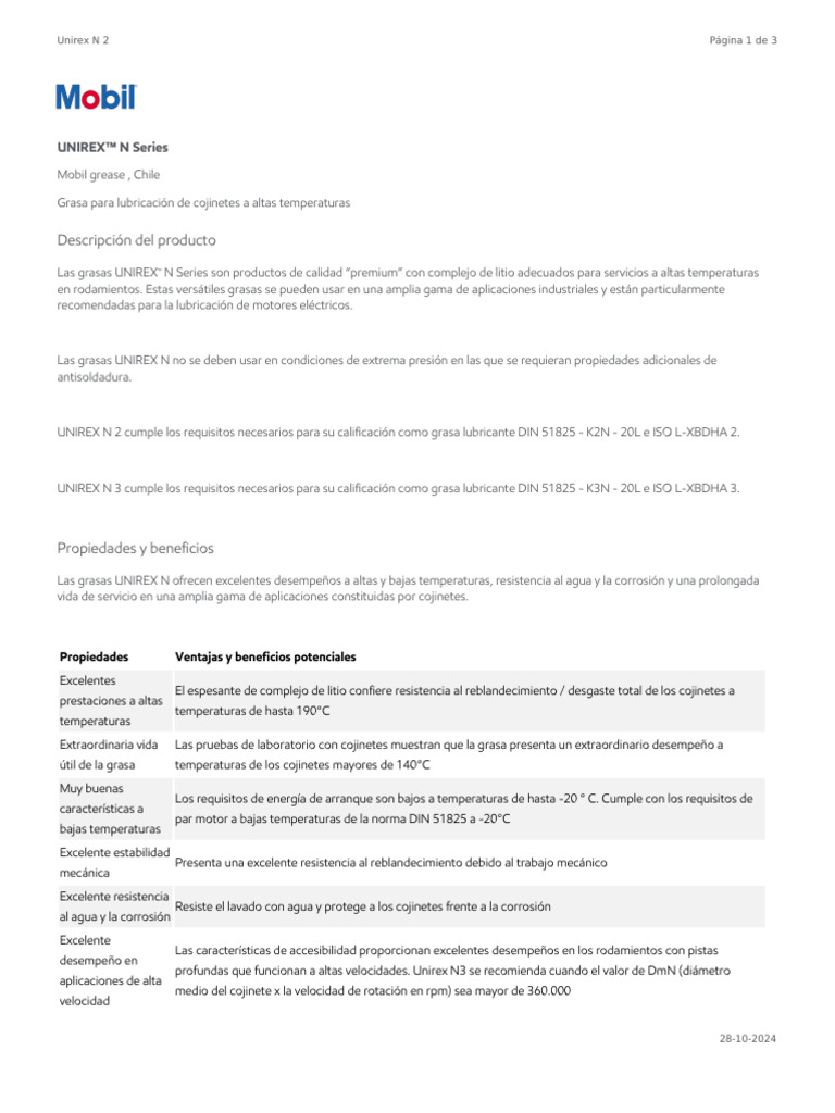Unirex N 2 | PDF | Rodamiento (Mecánico) | Lubricante