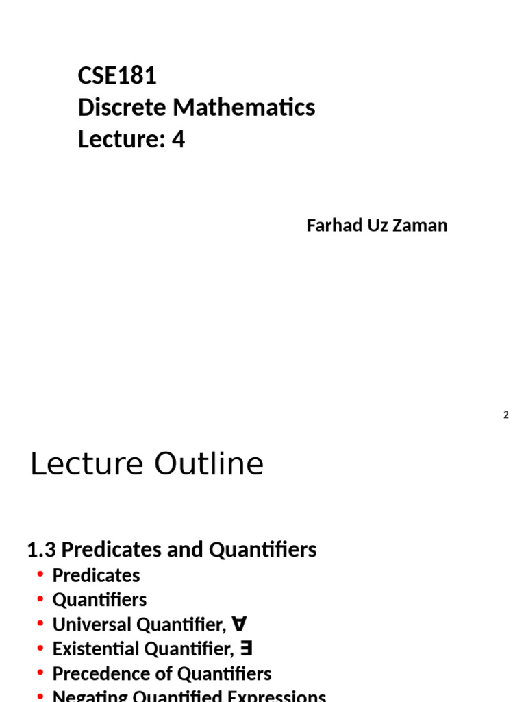 DM Lecture 4 | PDF | First Order Logic | Semiotics