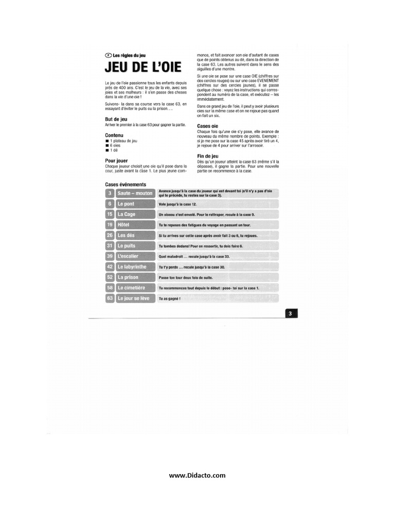 Jeu de L'oie - Règles | PDF