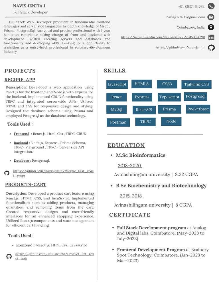 Minimalist Grey and White Professional Resume | PDF