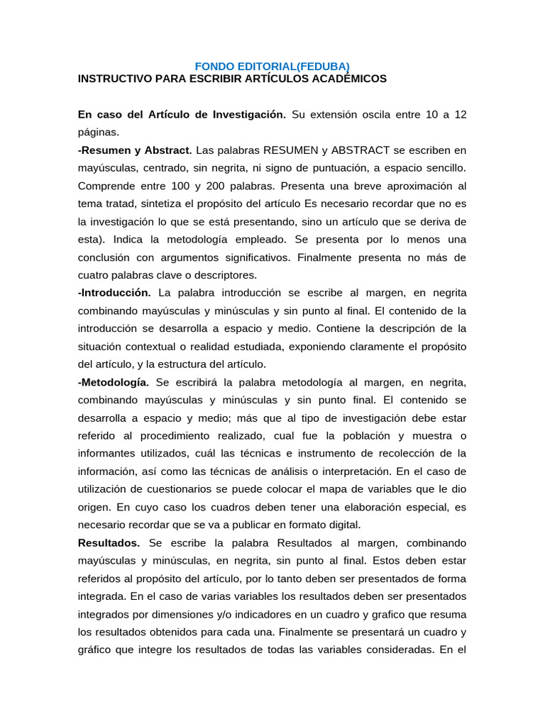 Instructivo para Escribir Articulos Académicos UBA 2 | PDF | Sumario abstracto) | Caso de carta