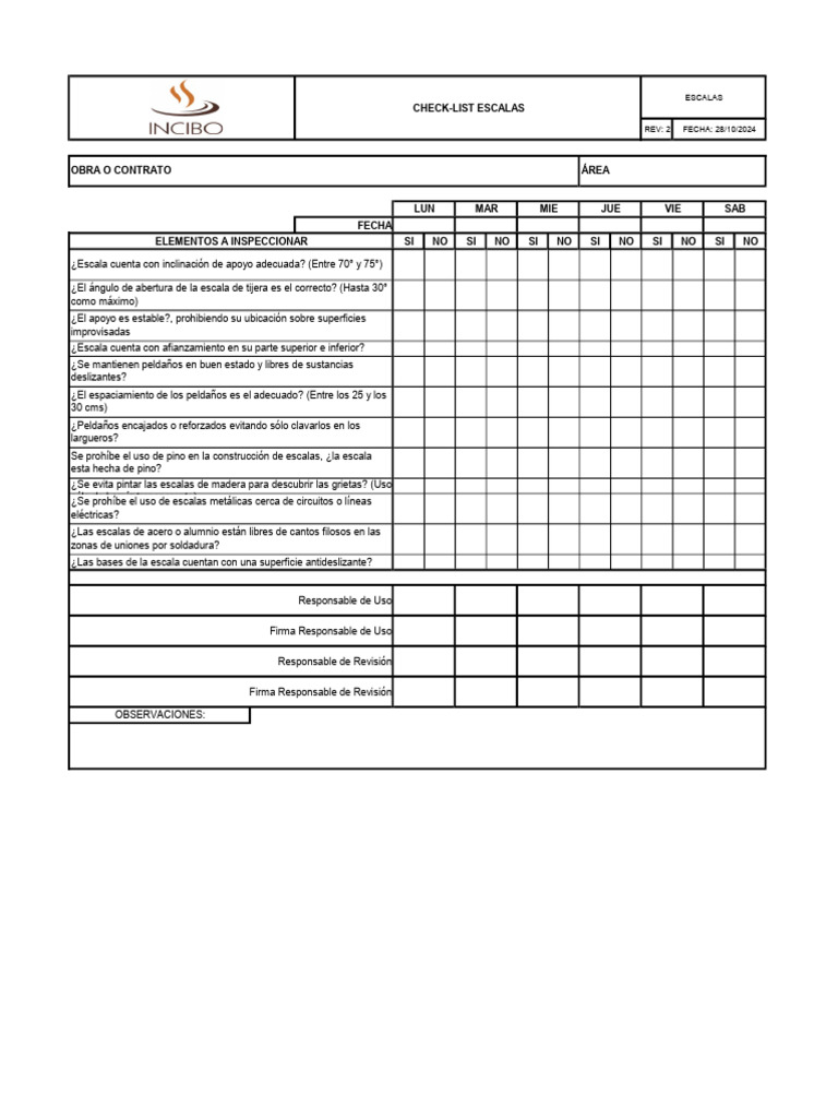 Check-List Escalas | PDF