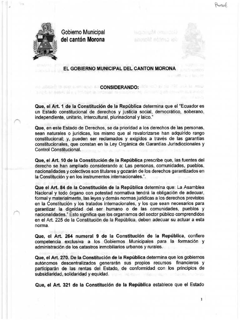 Ordenanza Que Establece Las Normas para Valorar Las Propiedades Rurales ...