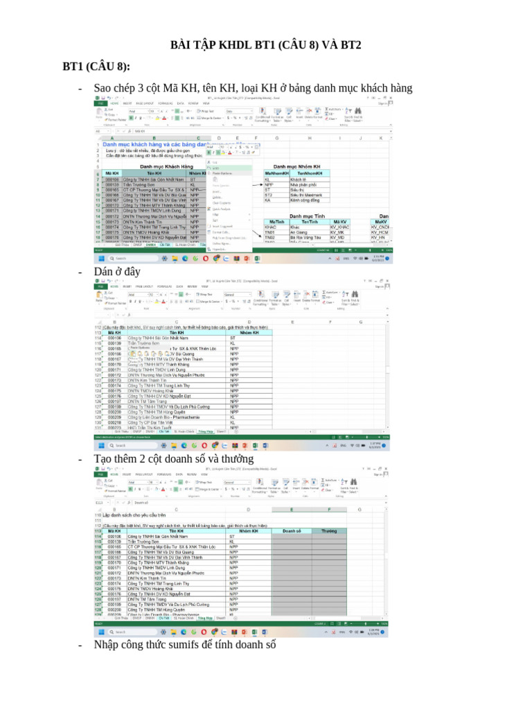 BÀI TẬP KHDL BT1+BT2 | PDF