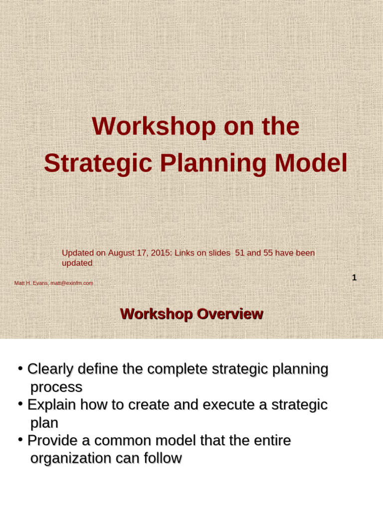 Strategic Planning Workshop Guide | PDF | Strategic Planning | Swot ...