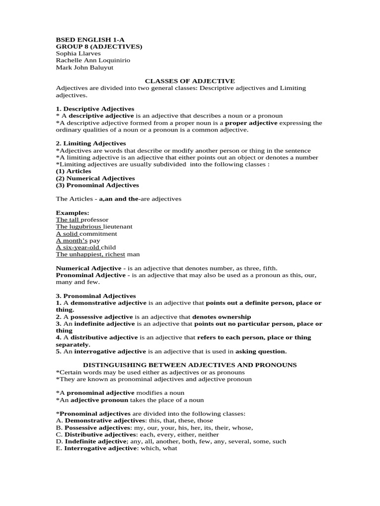 Gr. 8 Adjectives Structure of English1. 8 Adjectives Structure of ...