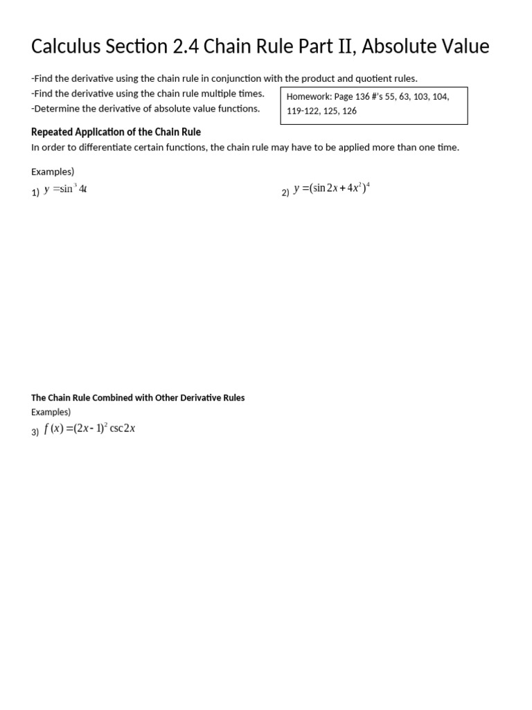2.4 Chain Rule Part II and Absolute Value | PDF | Teaching Methods & Materials | Computers