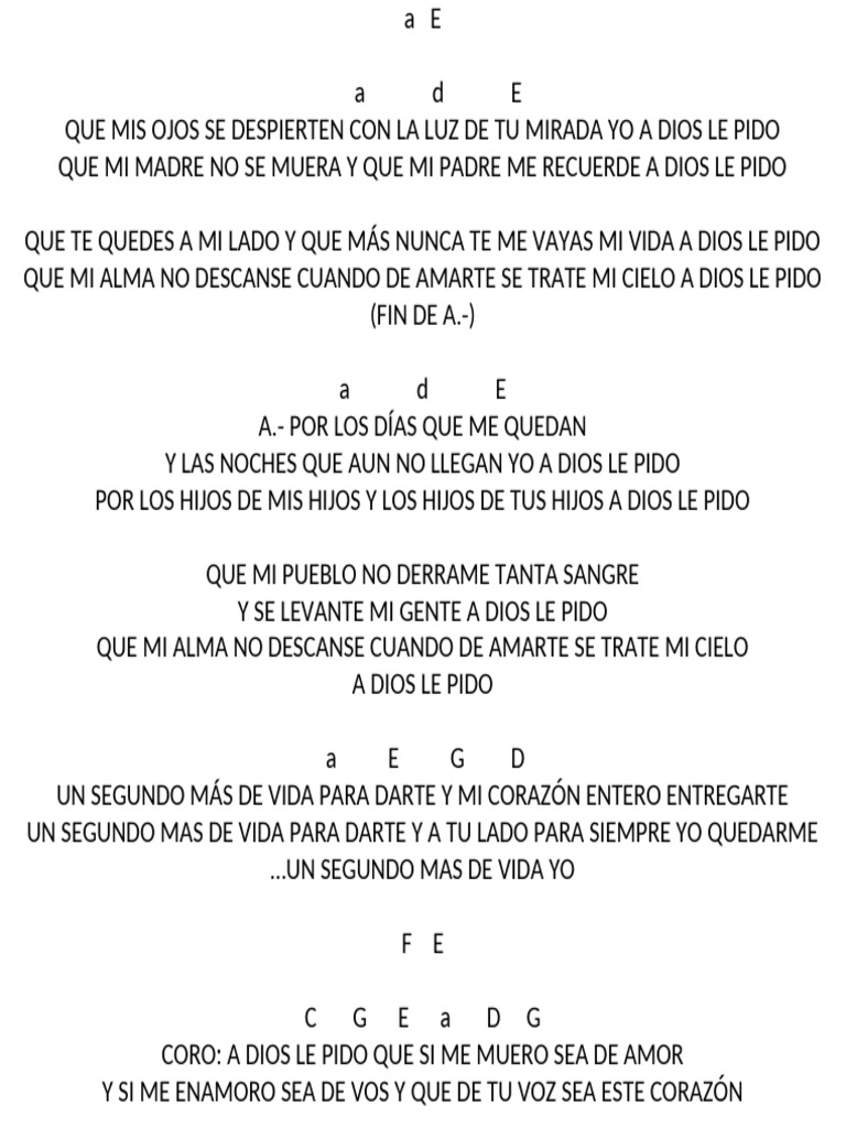 A Dios le pido: letra y emociones | PDF