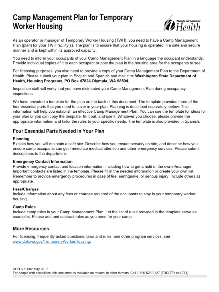 Camp Management Plan For Temporary Worker Housing: Four Essential Parts ...