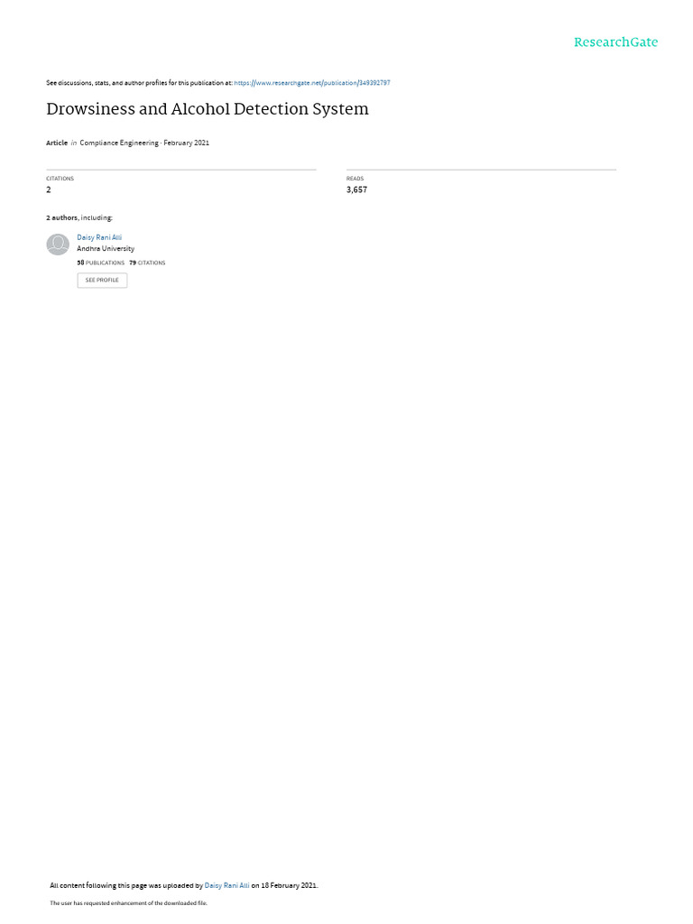 Alcohol Detection and Engine Locking System | PDF | Arduino | Sleep