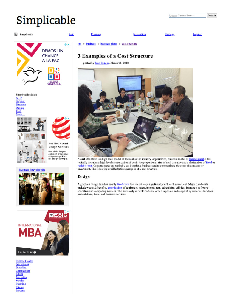 3 Examples of A Cost Structure - Simplicable | PDF