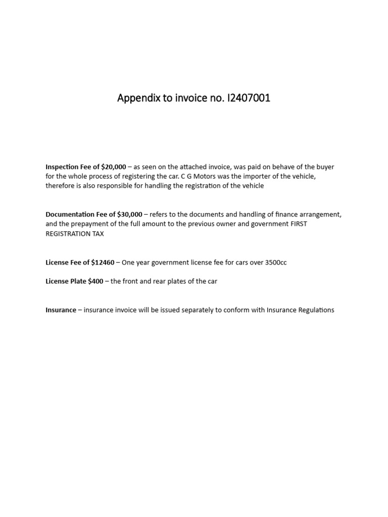 Appendix To Invoice | PDF
