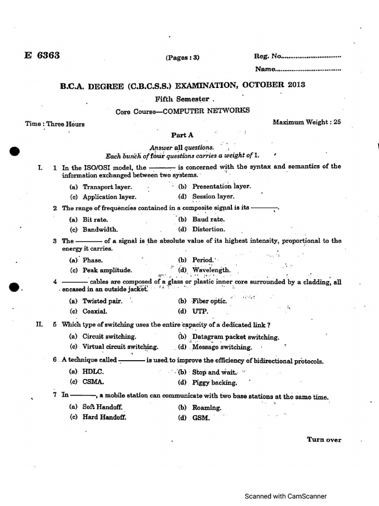 Bca 5 Sem Computer Networks e 6363 Oct 2013 | PDF