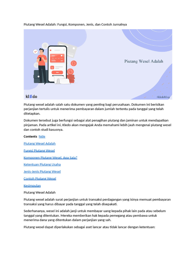 Piutang Wesel: Fungsi dan Jenis | PDF