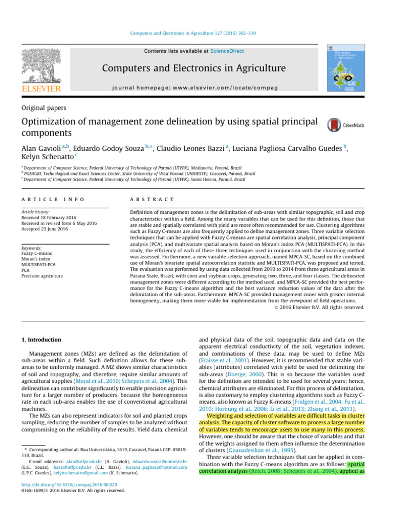 Management Zone Delineation Optimization | PDF | Principal Component ...