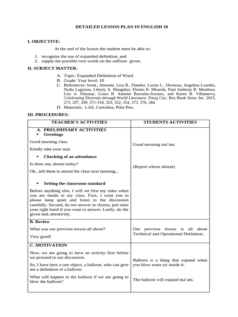 Expanded Definition Week 3 Grade 10 | PDF | Word | Adjective