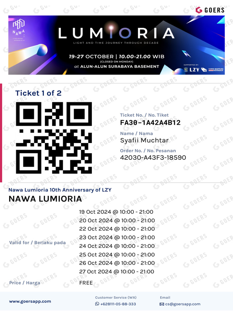 Tiket Gratis Nawa Lumioria 2024 | PDF