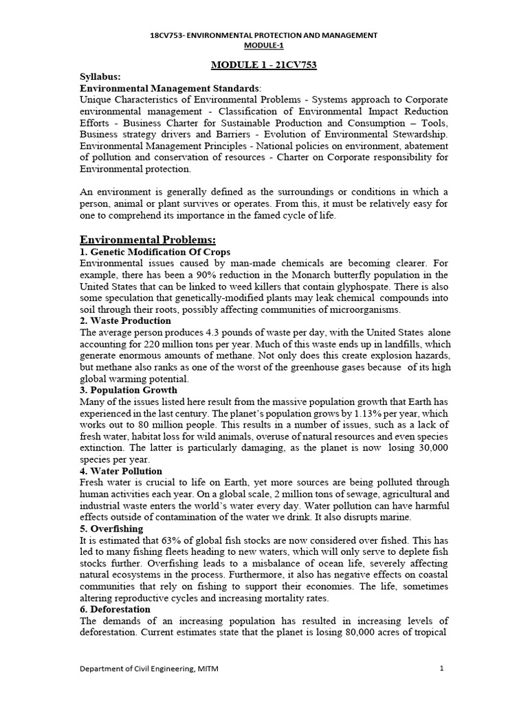 21CV753 EPM MODULE-1 Notes | PDF | Sustainability | Climate Change