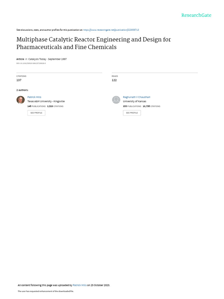Multiphase Catalytic Reactor Engineering and Design For Pharmaceuticals ...
