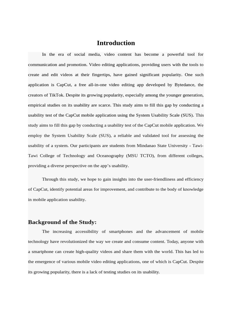 Usability Study of CapCut App Using SUS | PDF | Usability | Information ...