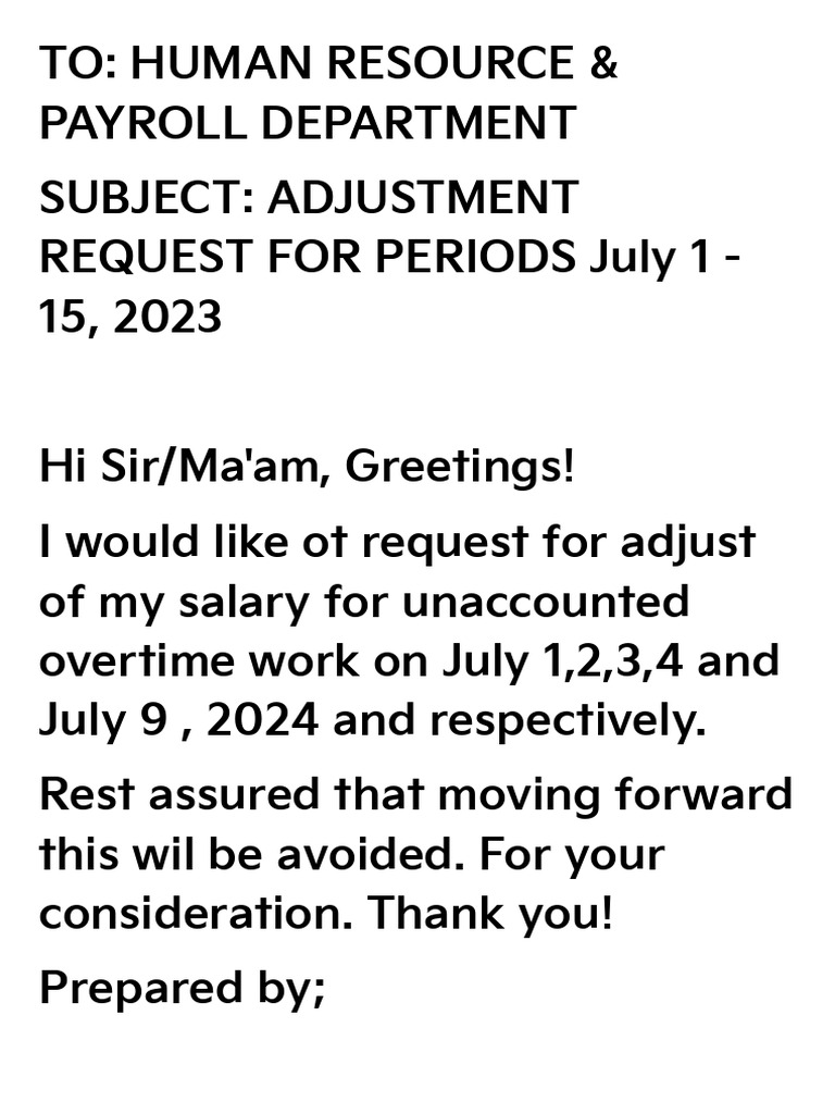 To Human Resource &payroll Department | PDF | Career & Growth | Business