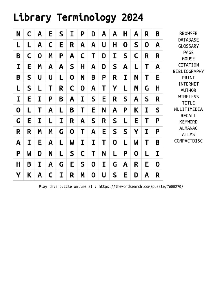 Thewordsearch Com Library Terminology Blank | PDF