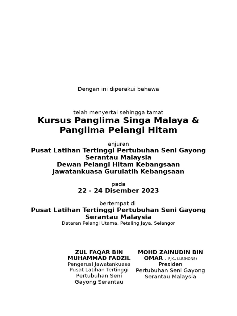 Sijil Penyertaan - Serantau - 22122023 | PDF