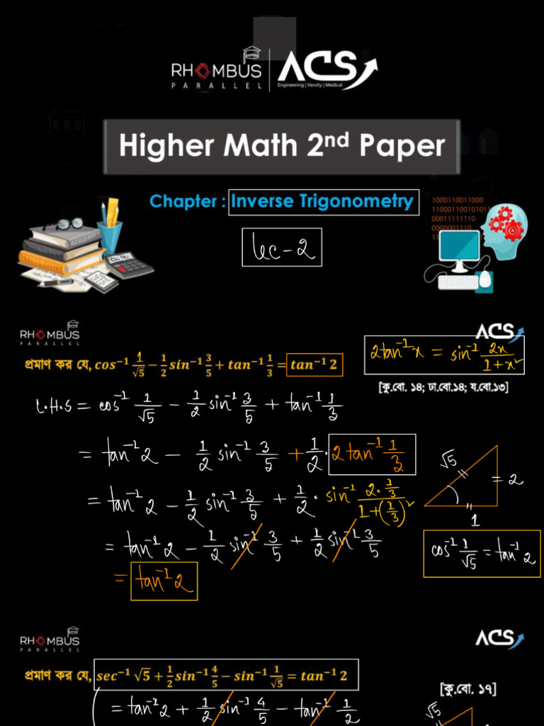 Inverse Trigonometry Lec 2 Pdf
