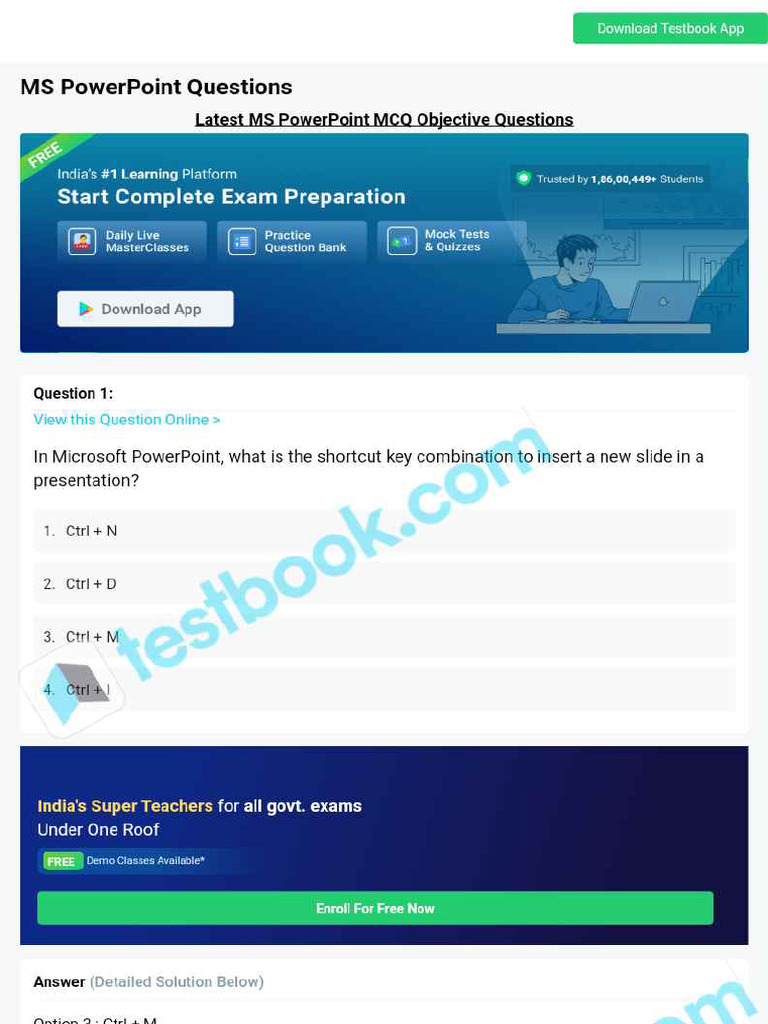 MCQ On Ms Powerpoint 5fb69e24a39b2b8c44e9c242 | PDF