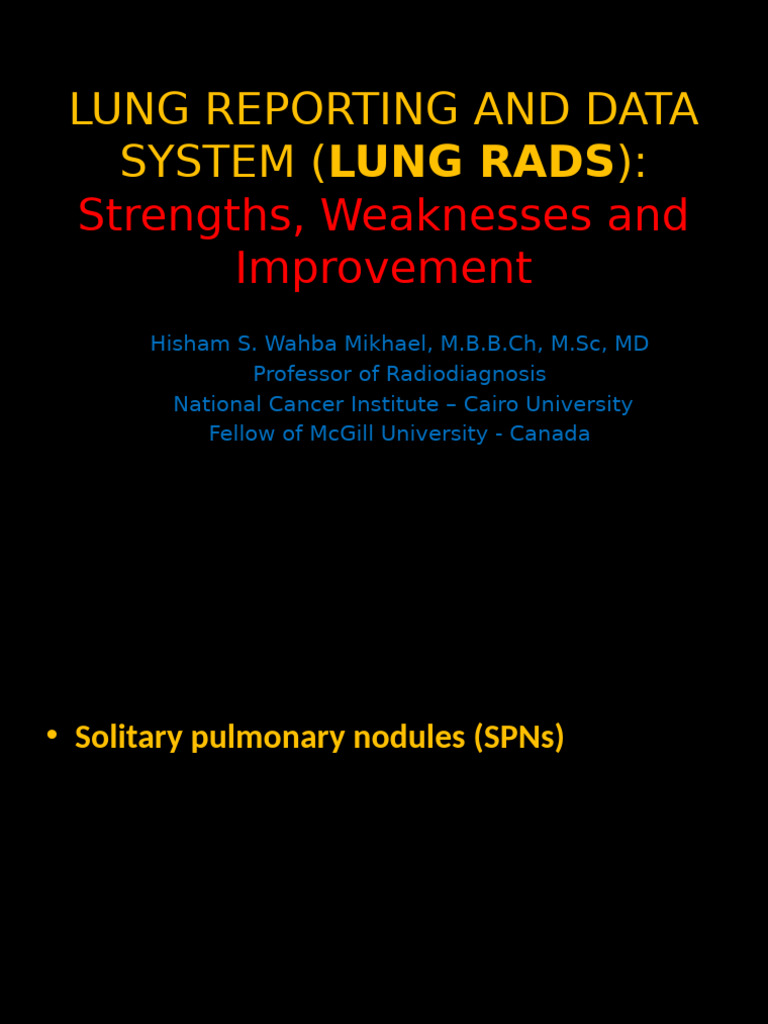 Lung Rads Strengths, Weaknesses and Improvements | PDF | Lung Cancer ...