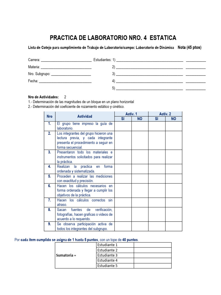 Evaluacion de Estatica | PDF | Laboratorios