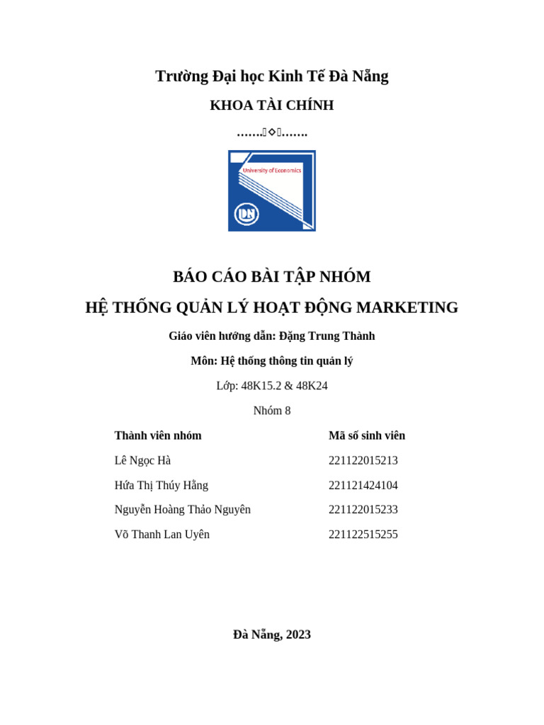 MIS2002 - 48K15.2&48K24 Nhom8 ChuDe4 BCTDL1 | PDF