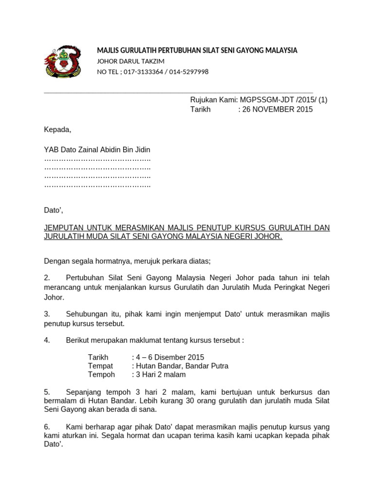 Surat Jemput Dato 2 | PDF