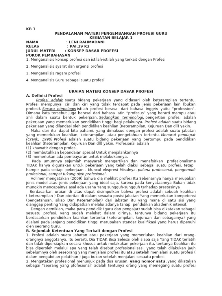 Modul Pengembangan Profesi KB 1 - 4 New | PDF