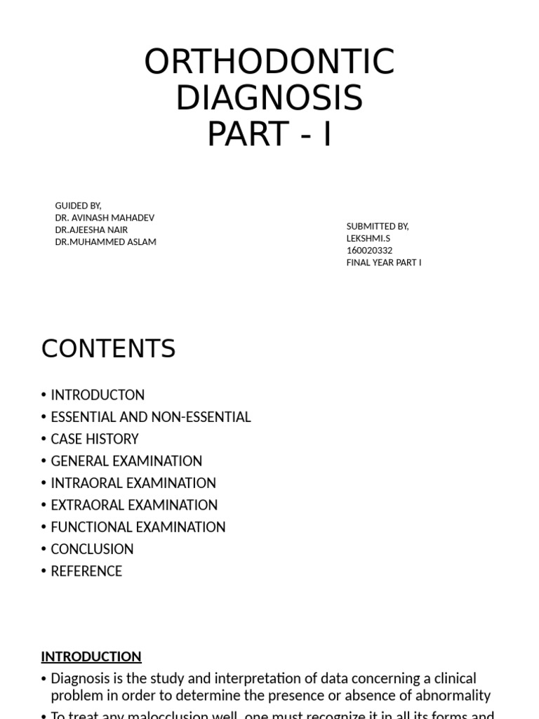 Orthodontic Diagnosis Part I | PDF | Skull | Medical Specialties