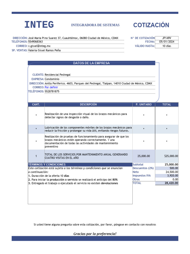 Mantenimiento INTEG | PDF