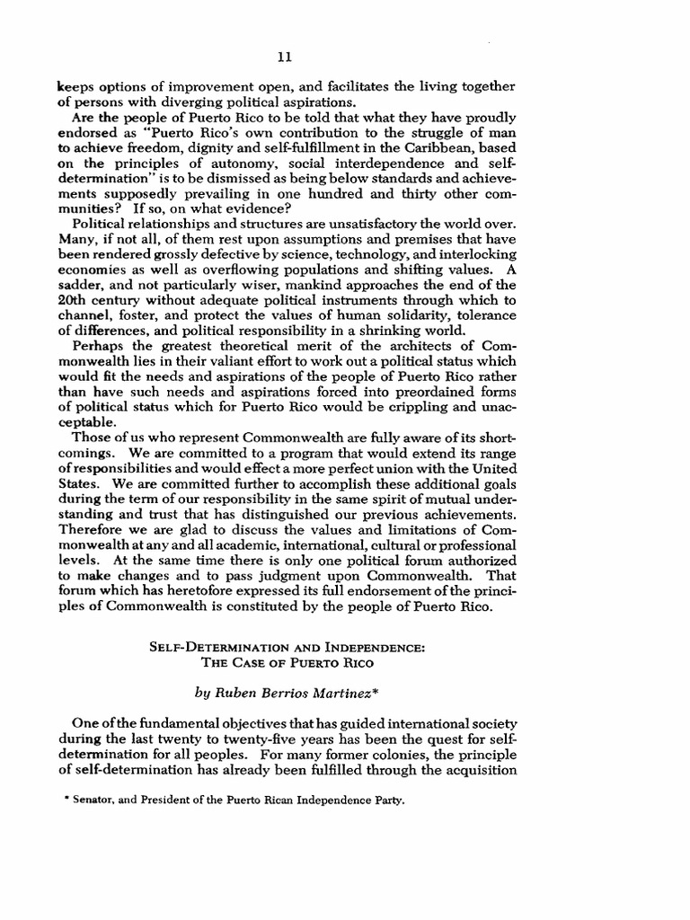 Self-Determination and Independence The Case of Puerto Rico Ruben ...