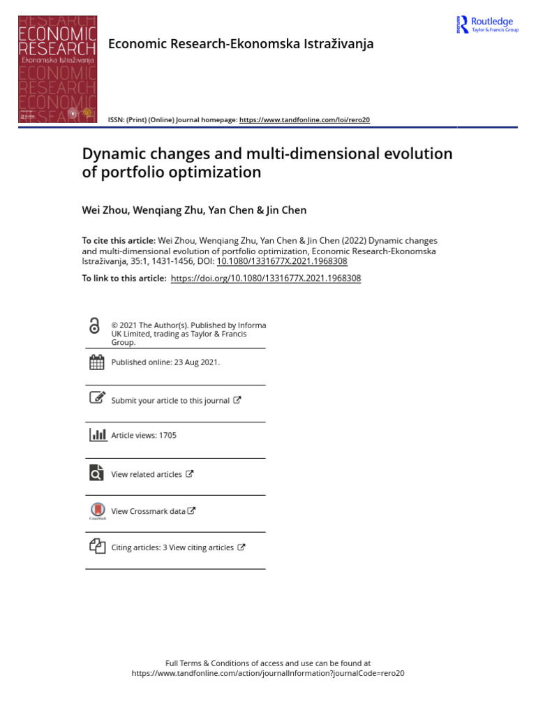 Dynamic Changes and Multi-Dimensional Evolution of Portfolio Optimization | PDF | Modern ...