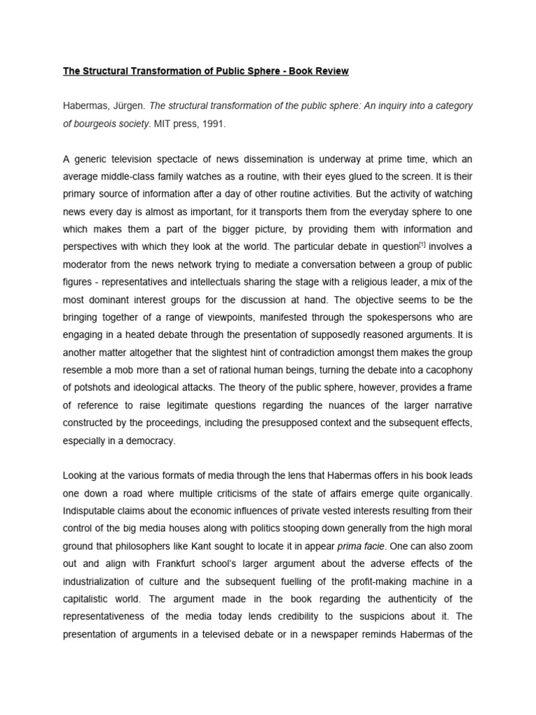 (Ab) Book - Review - Habermas - and - The - Public - Sphe | PDF ...