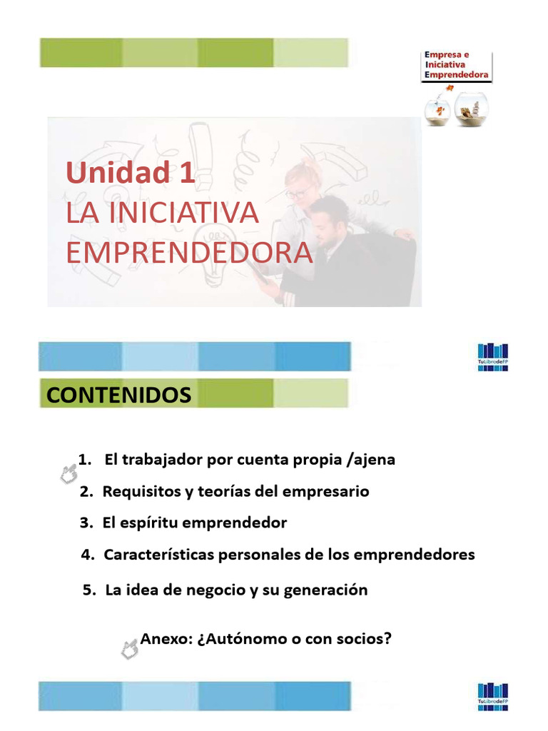 Eie 1 La Iniciativa Emprendedora-2024 | PDF | Iniciativa empresarial | Negocios económicos