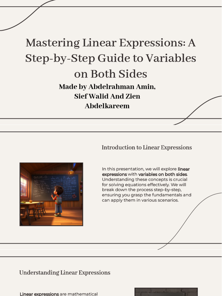 Slidesgo Mastering Linear Expressions A Step By Step Guide To Variables On Both Sides