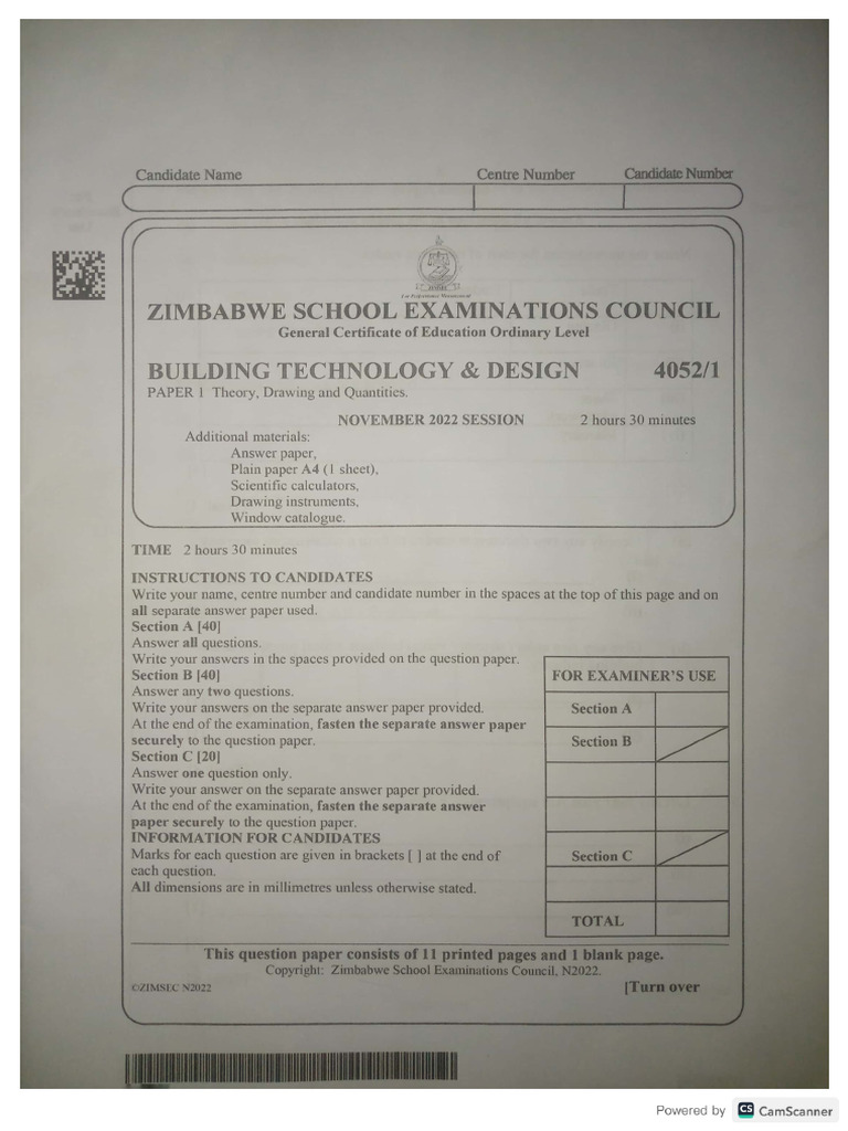 2022 Zimsec O Level Paper 1 | PDF