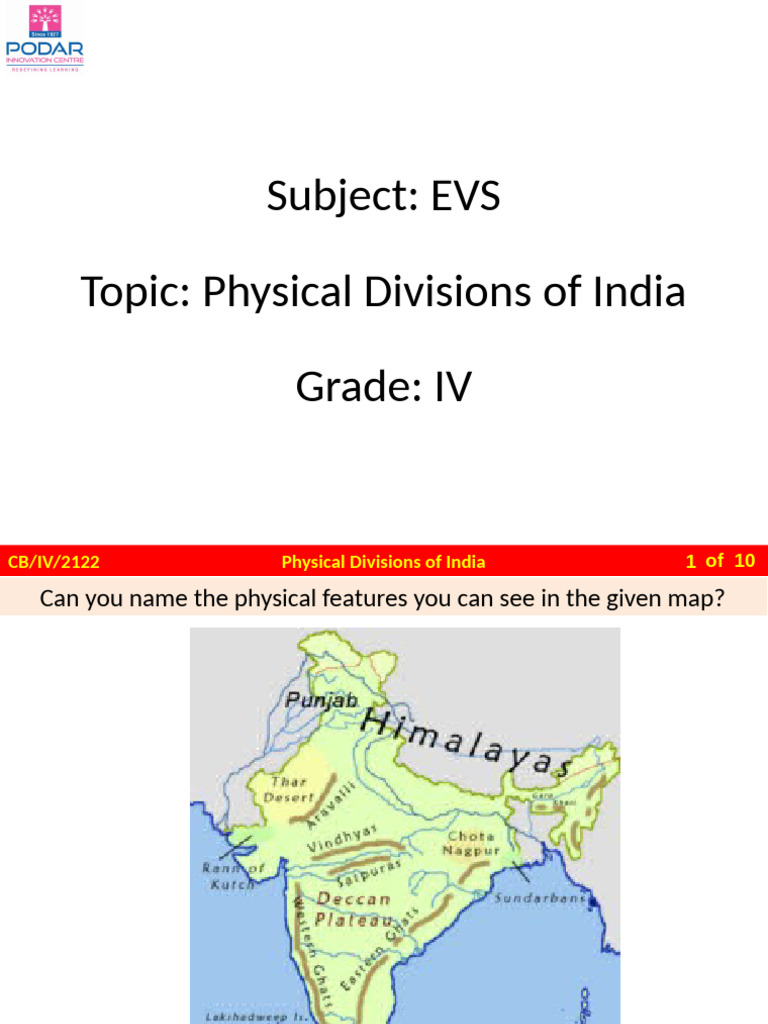 CB IV EVS Physical Divisions of India | PDF