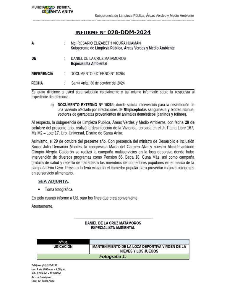 Informe DDM #028 Resp. A Doc. Ext. 10264 | PDF